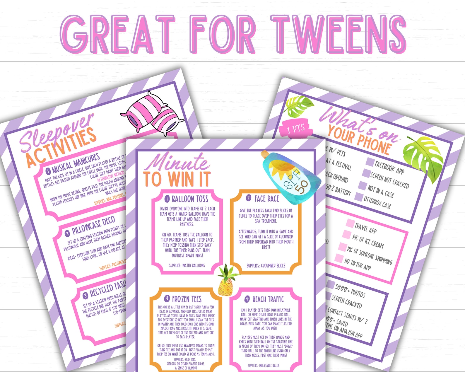 Sleepover Game Bundle | Slumber Party Activity | Pajama Party Games ...