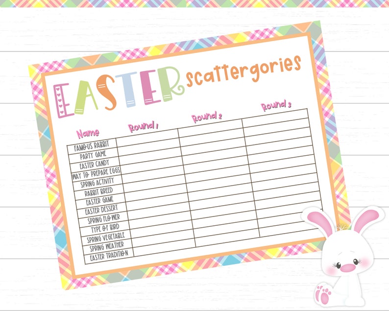 Easter Scattergories Printable Game | Easter Scattergories | Kids ...