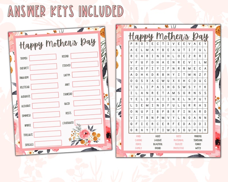 Mother's Word Game Set | Printable Mother's Day Game | Mother's Day ...