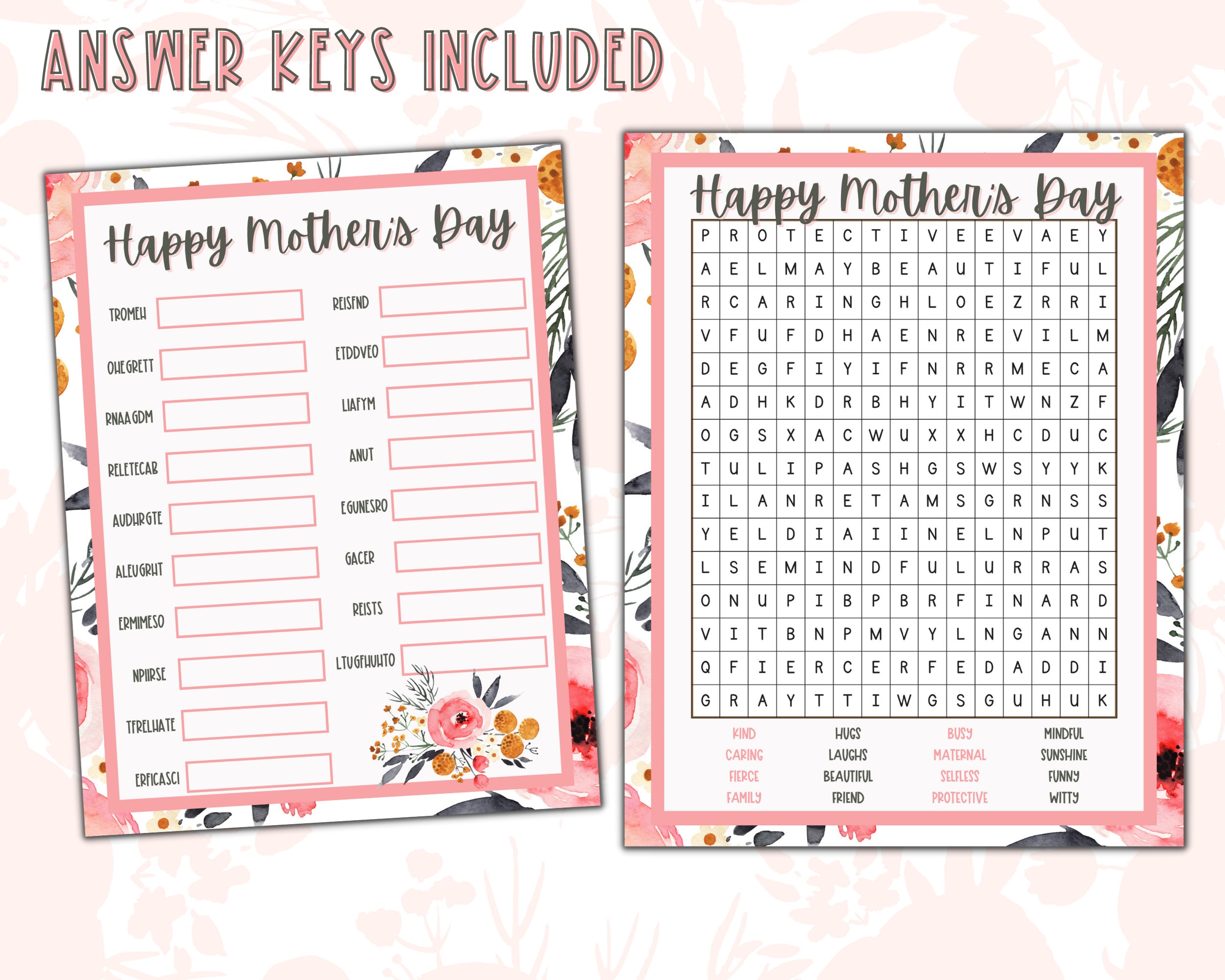 Mother's Word Game Set | Printable Mother's Day Game | Mother's Day ...