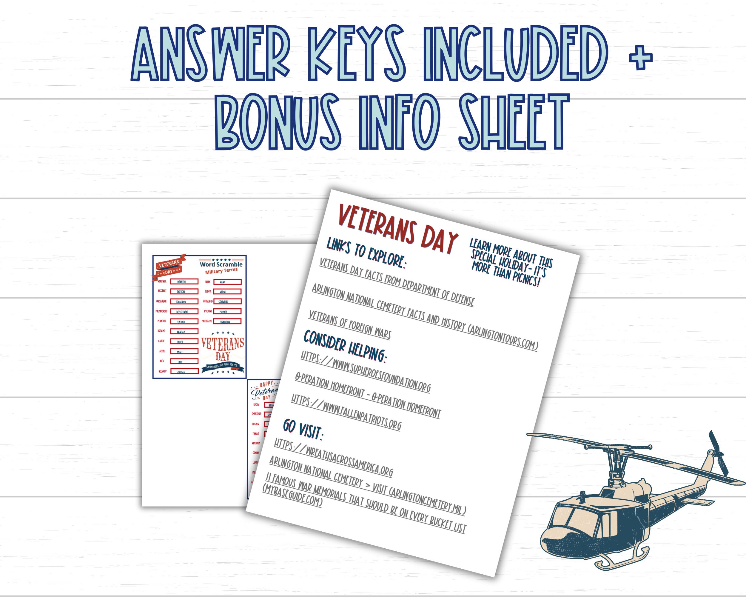 Veterans Day Word Games | Printable Veterans Day | Military | Instant ...