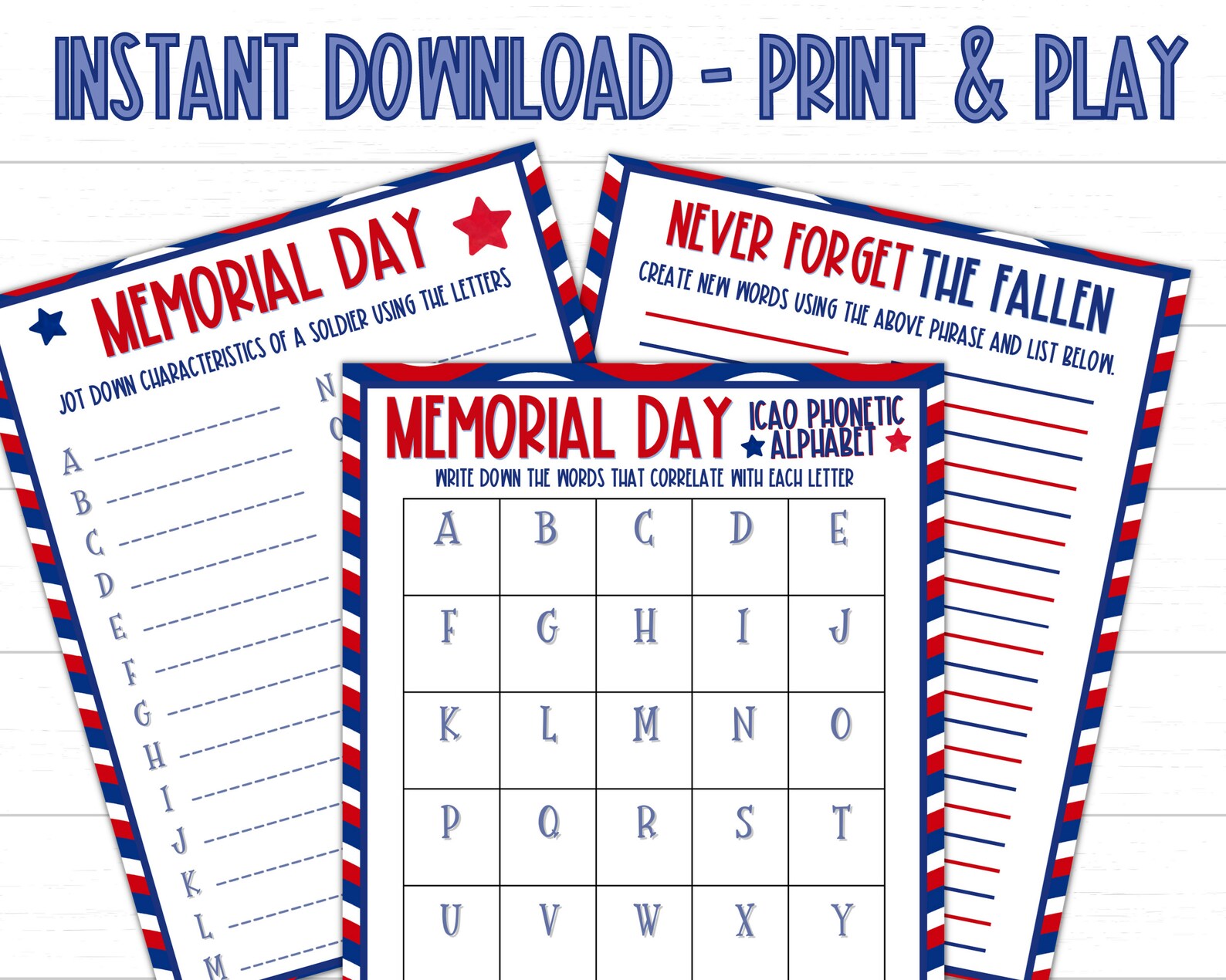 Memorial Day Games Printable Memorial Day Games Party - Etsy