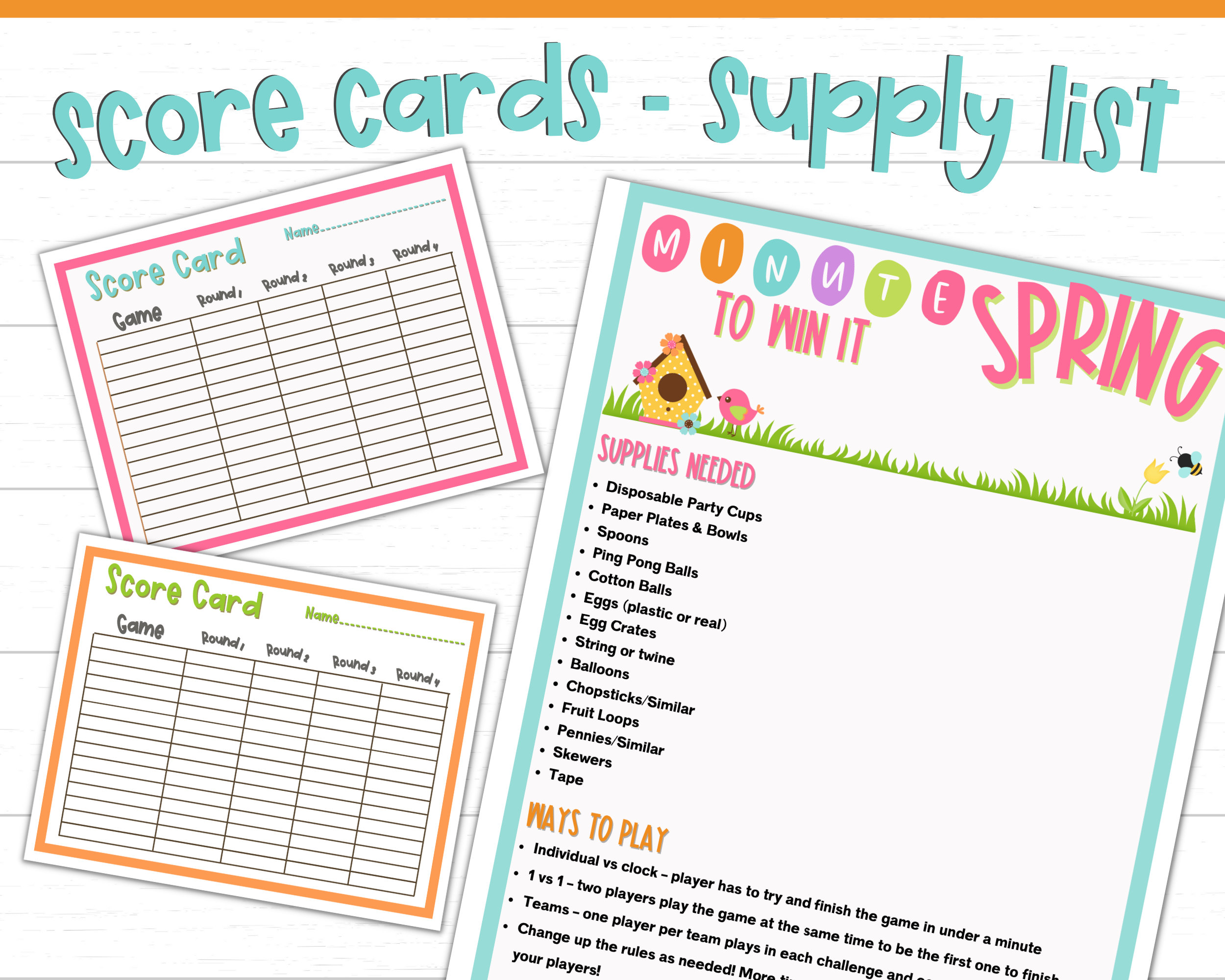 Spring Printable Game | Spring Minute to Win It | Kids Spring ...