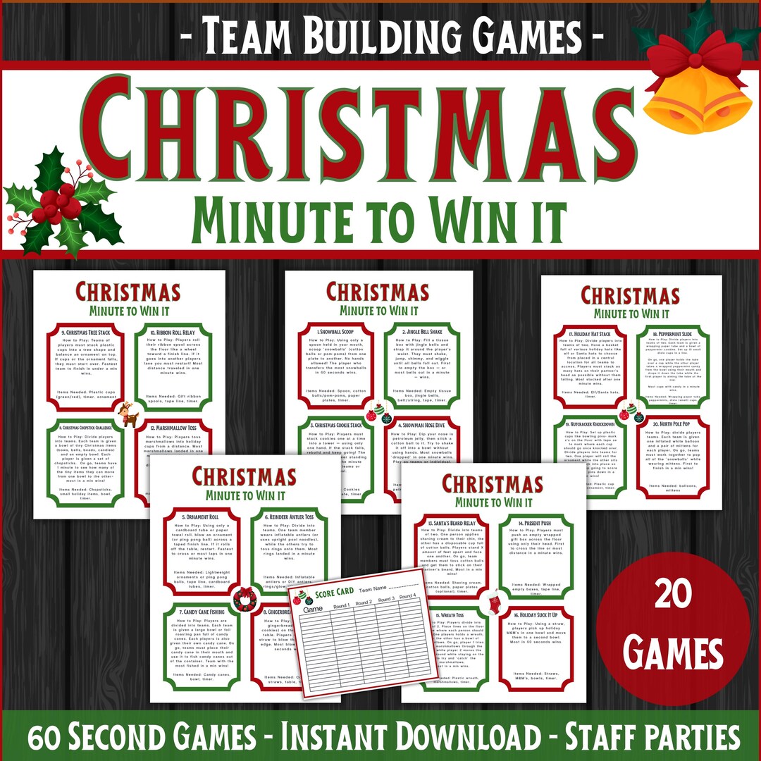 Christmas Team Building Games, Holiday Office Games, Printable Minute ...