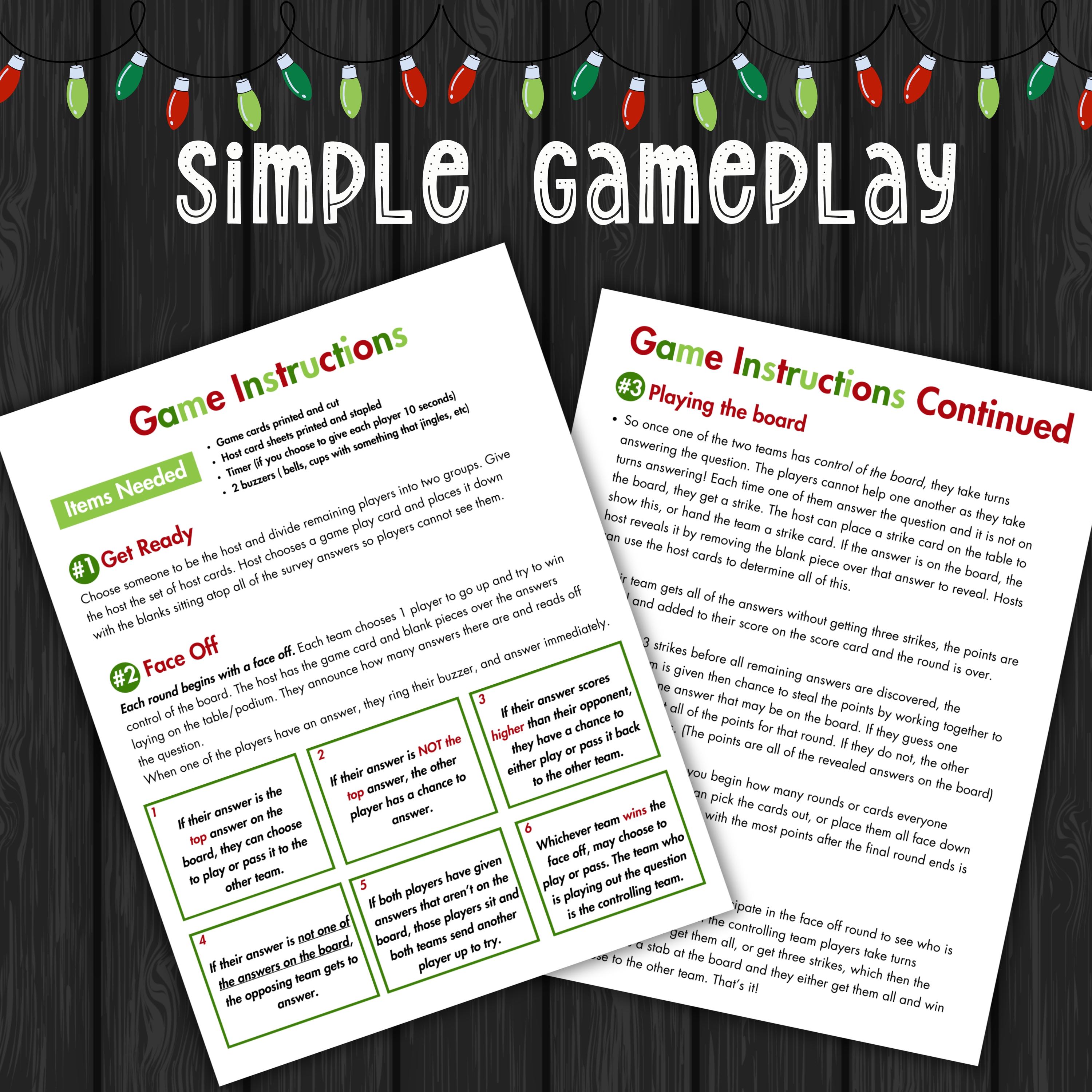 Christmas Family Feud, Printable Christmas Family Feud Game Bundle for ...