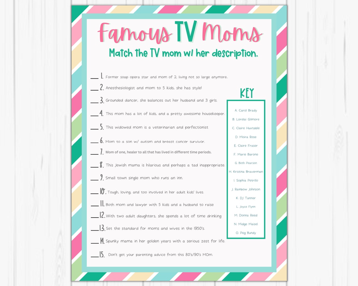 Mother's Day Trivia | Famous Mom Trivia | Mothers Day Printable Games ...