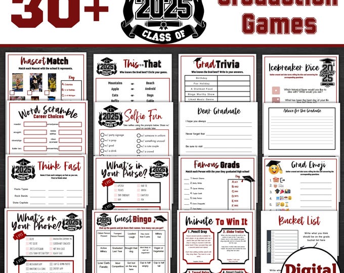 Graduation Party Games Bundle Printable Modern Graduation Games Class ...