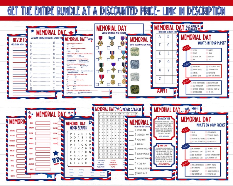 Memorial Day Word Games | Printable Memorial Day Games | Party Games ...