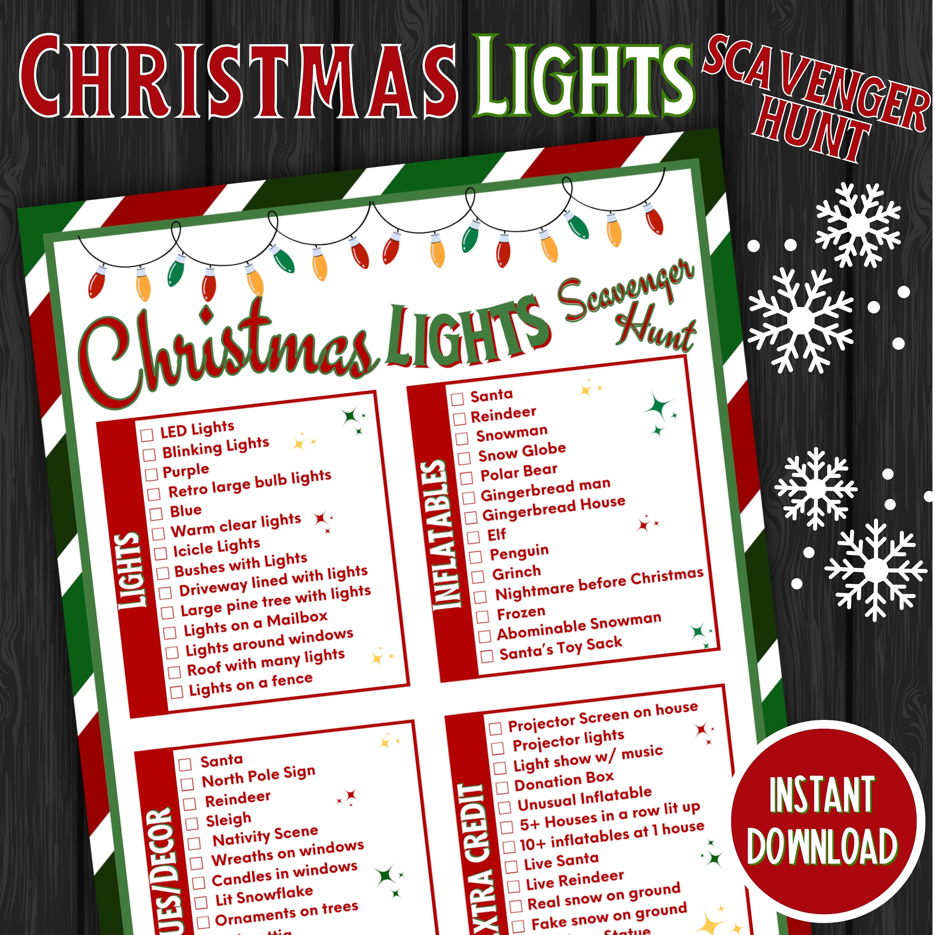 Christmas Scavenger Hunt | Christmas Lights Game | Christmas Party Game ...