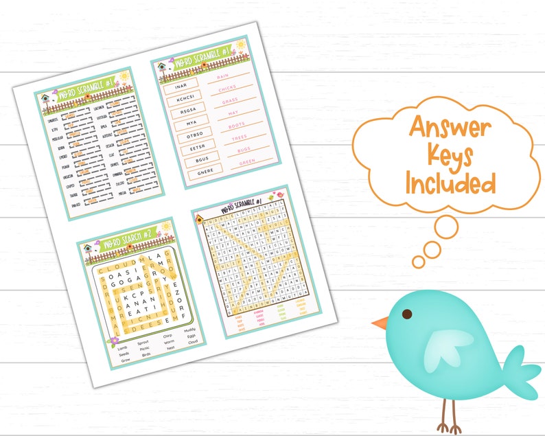 Spring Word Game Set for Kids | Printable Word Games | Spring Word ...