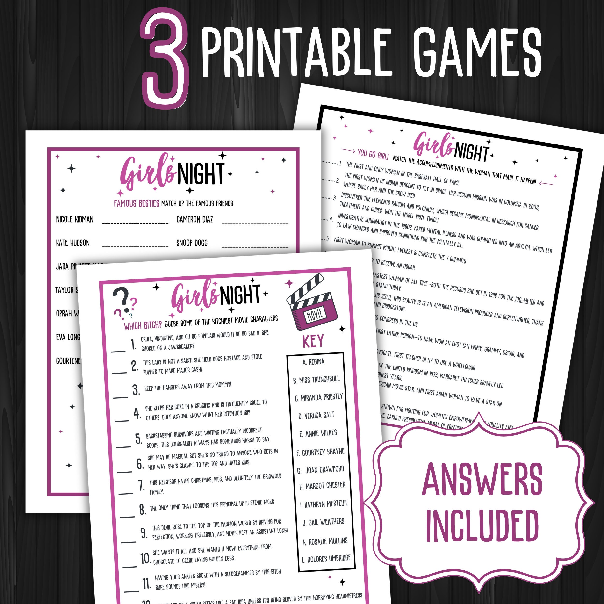 Girls Night Trivia Games | Ladies Night Game | Girls Night Out | Adult ...