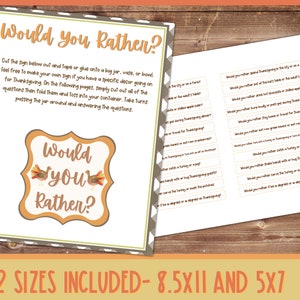 Thanksgiving Would You Rather Game Printable Thanksgiving Games ...