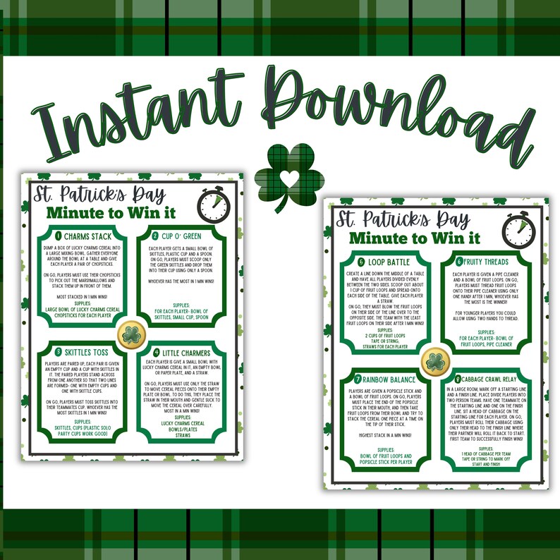 St Patrick's Day Minute to Win It | St Patrick's Day Game | Printable ...