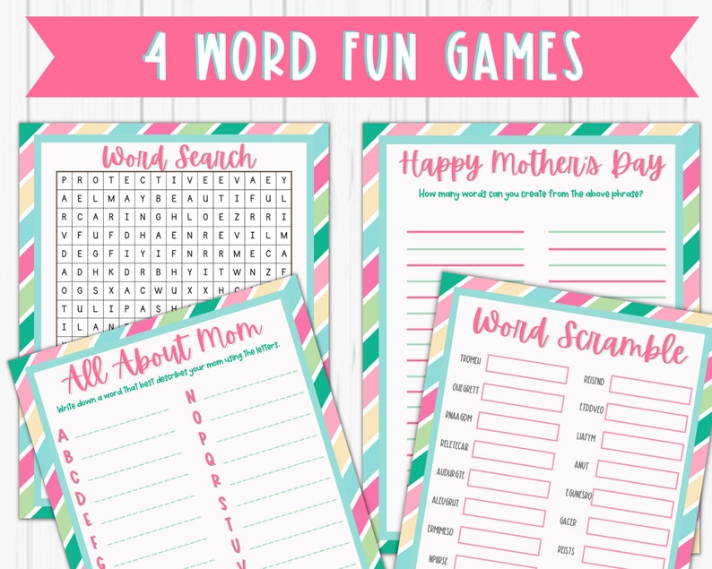 Mother's Day Games | Printable Mother's Day Game Bundle | Party Games ...