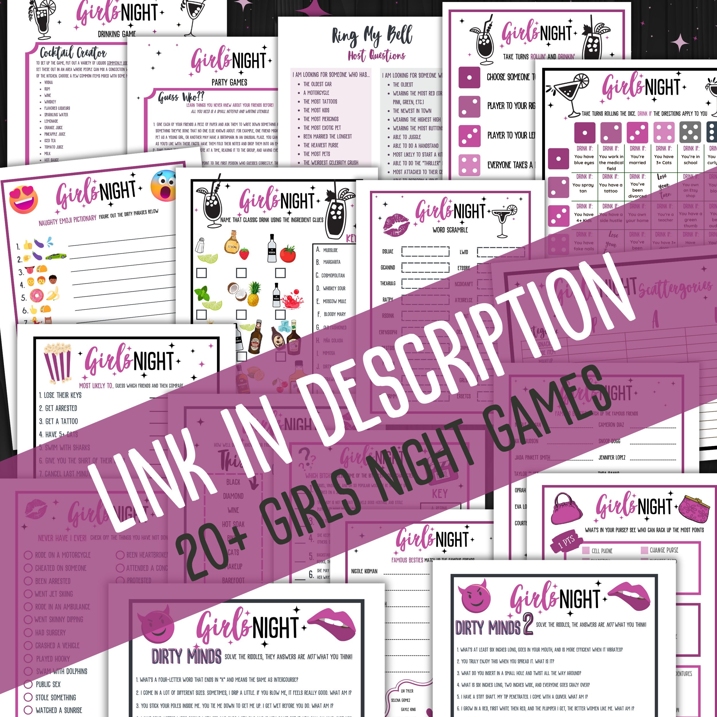 2 Girls Night Dice Games | Drinking Games | Girls Night Out | Girls ...