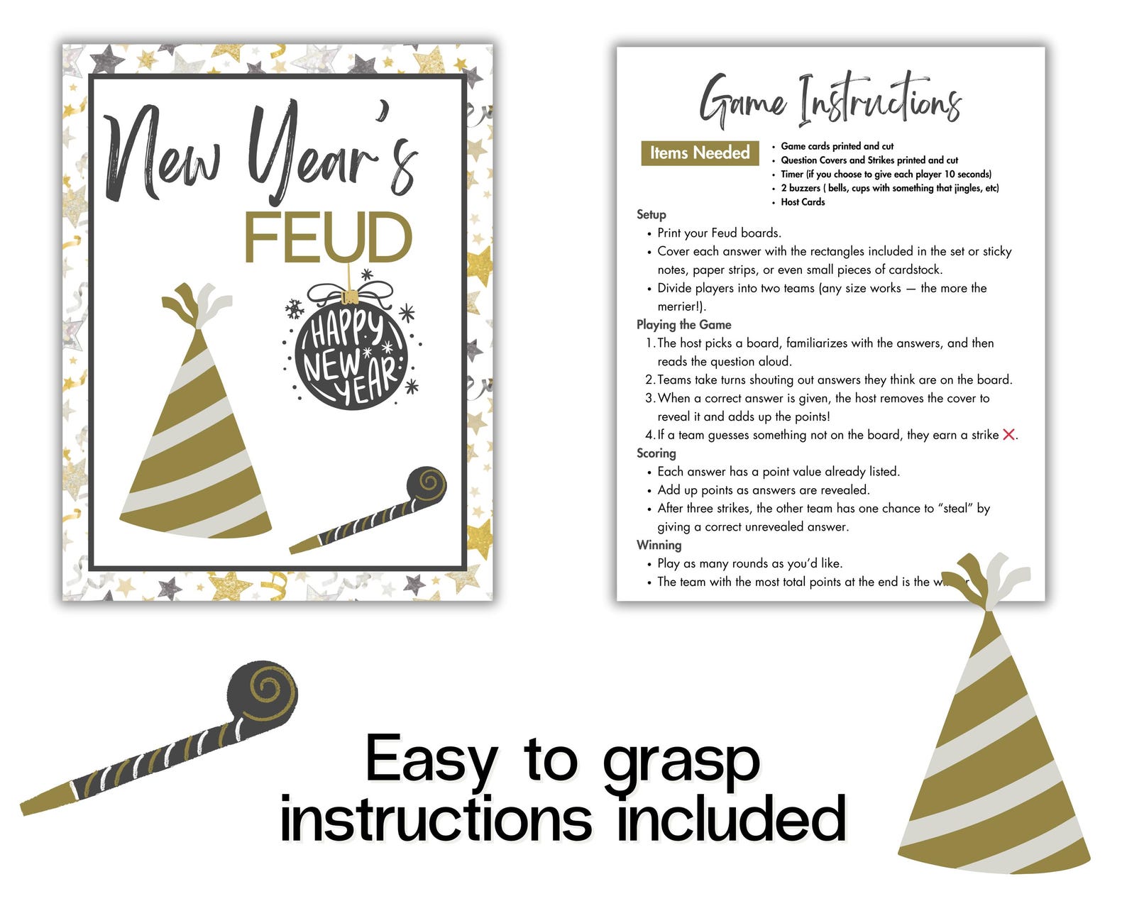 New Year’s Eve Game Family Feud, 2025 New Years Eve Party Games, Fun ...