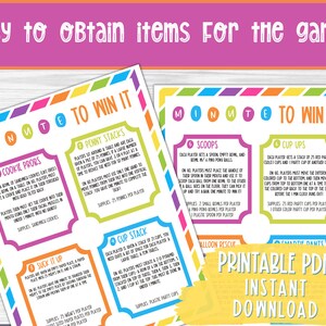 Minute to Win It, Party Game, Printable Party Game, Sleepover Game ...