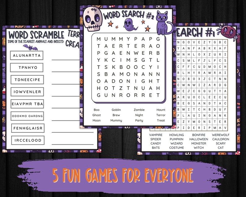 Printable Halloween Word Games, Halloween Word Scramble, Halloween Word ...