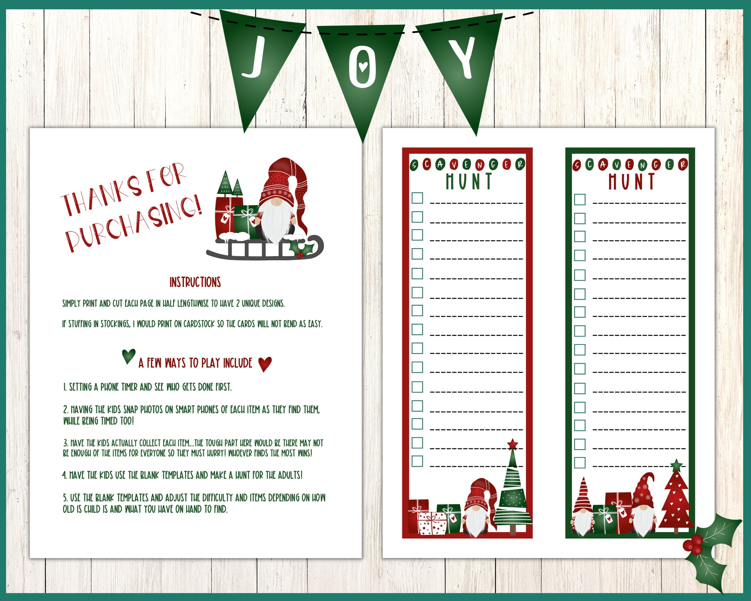 Christmas Stocking Stuffer Game Printable Scavenger Hunt Kid Holiday ...