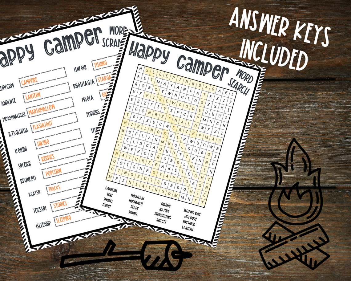 Camping Games, Camping Activities, Printable Camping Games, Campfire ...