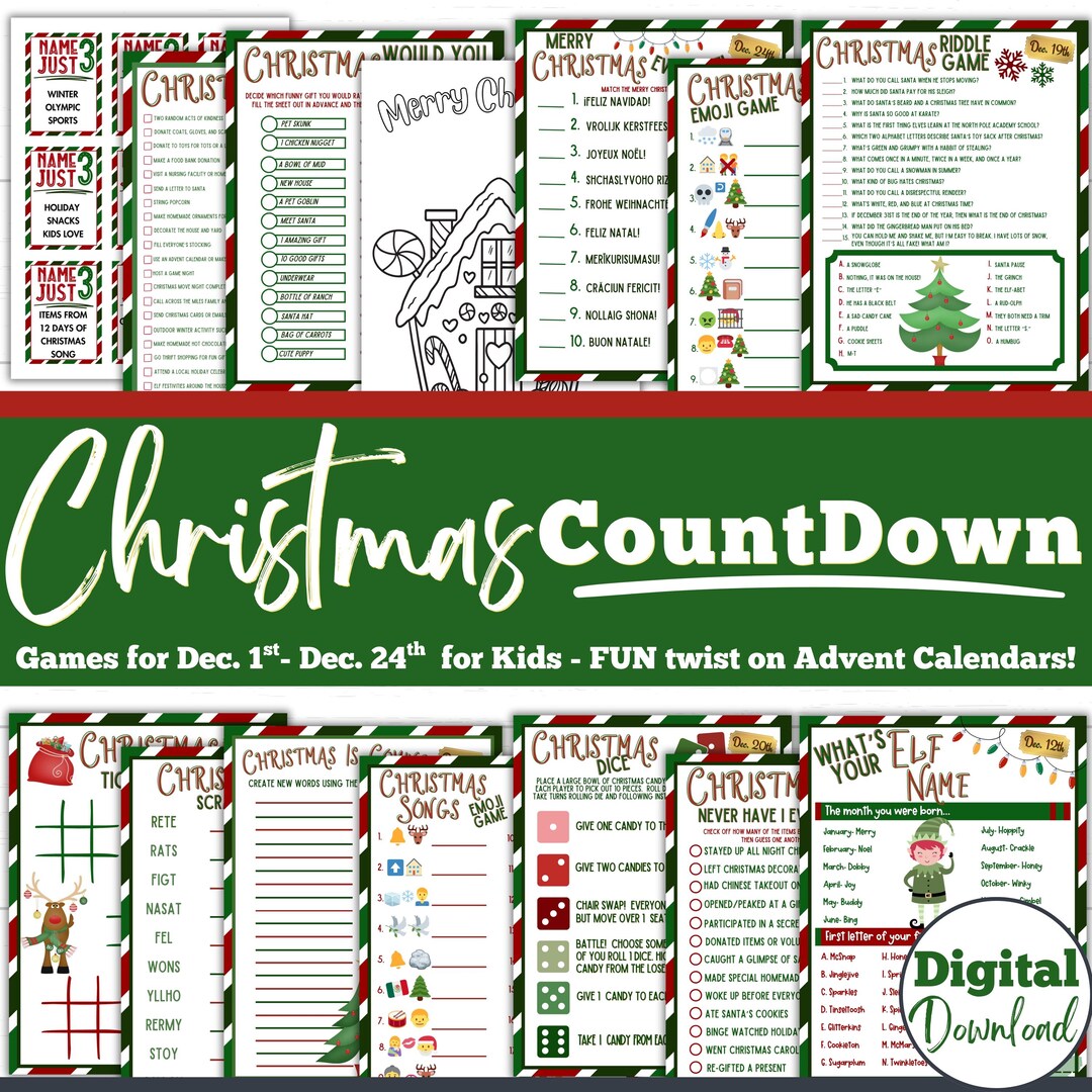 Advent Calendar, Christmas Countdown, Printable Christmas Advent ...