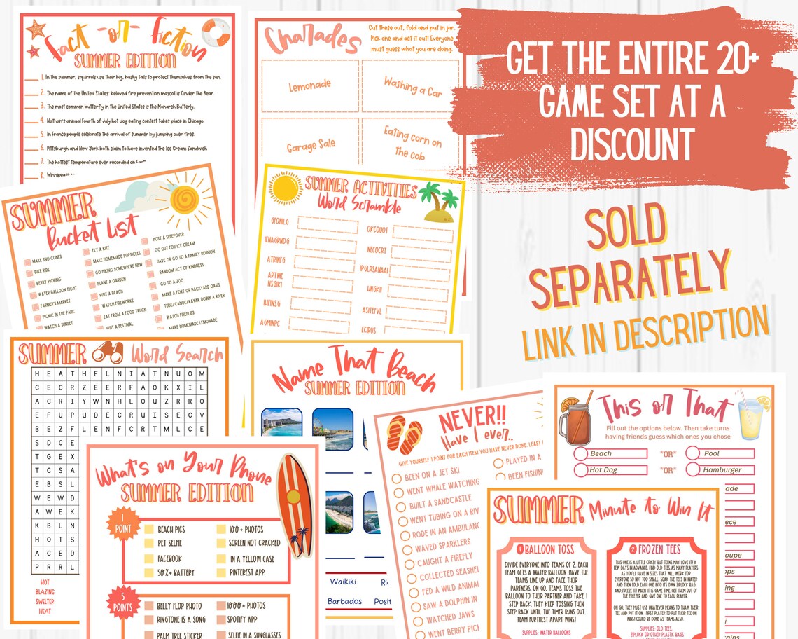 Summer Word Games | Printable Summer Game Bundle | Summer Games Kids ...