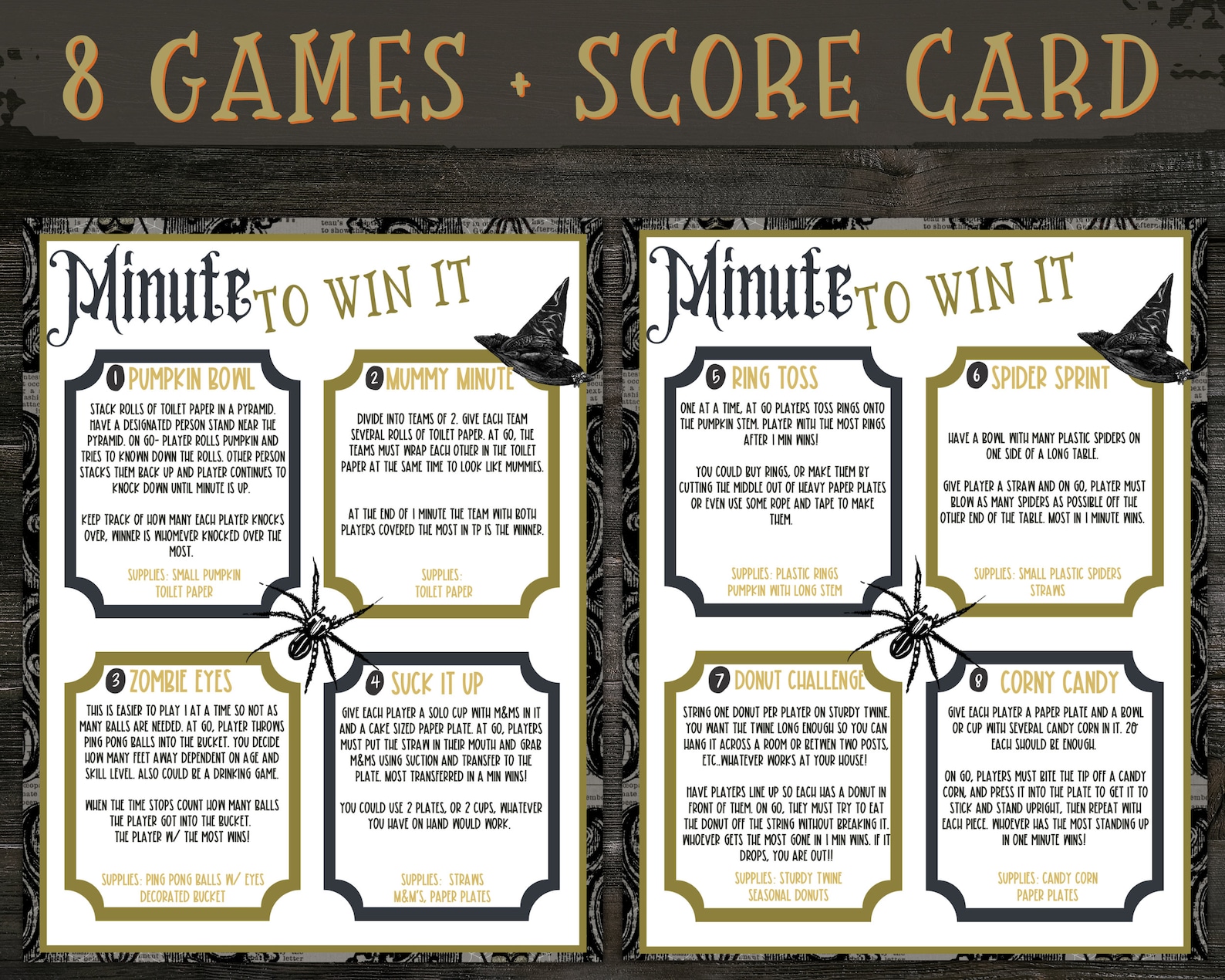 Minute to Win It Games, Halloween Party Game, Halloween Printable Game ...