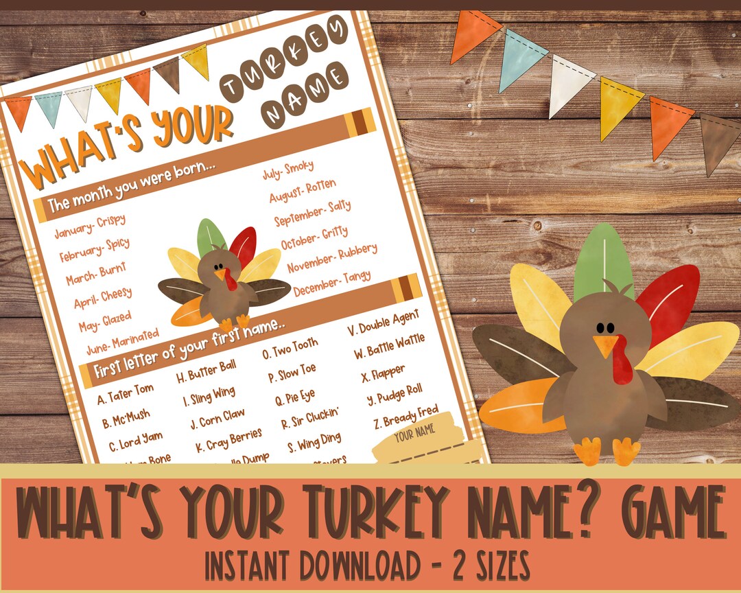 Thanksgiving Turkey Name Game | Thanksgiving Games | Thanksgiving ...