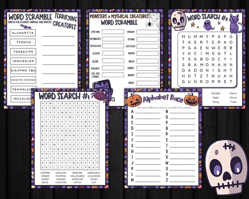 Printable Halloween Word Games, Halloween Word Scramble, Halloween Word ...