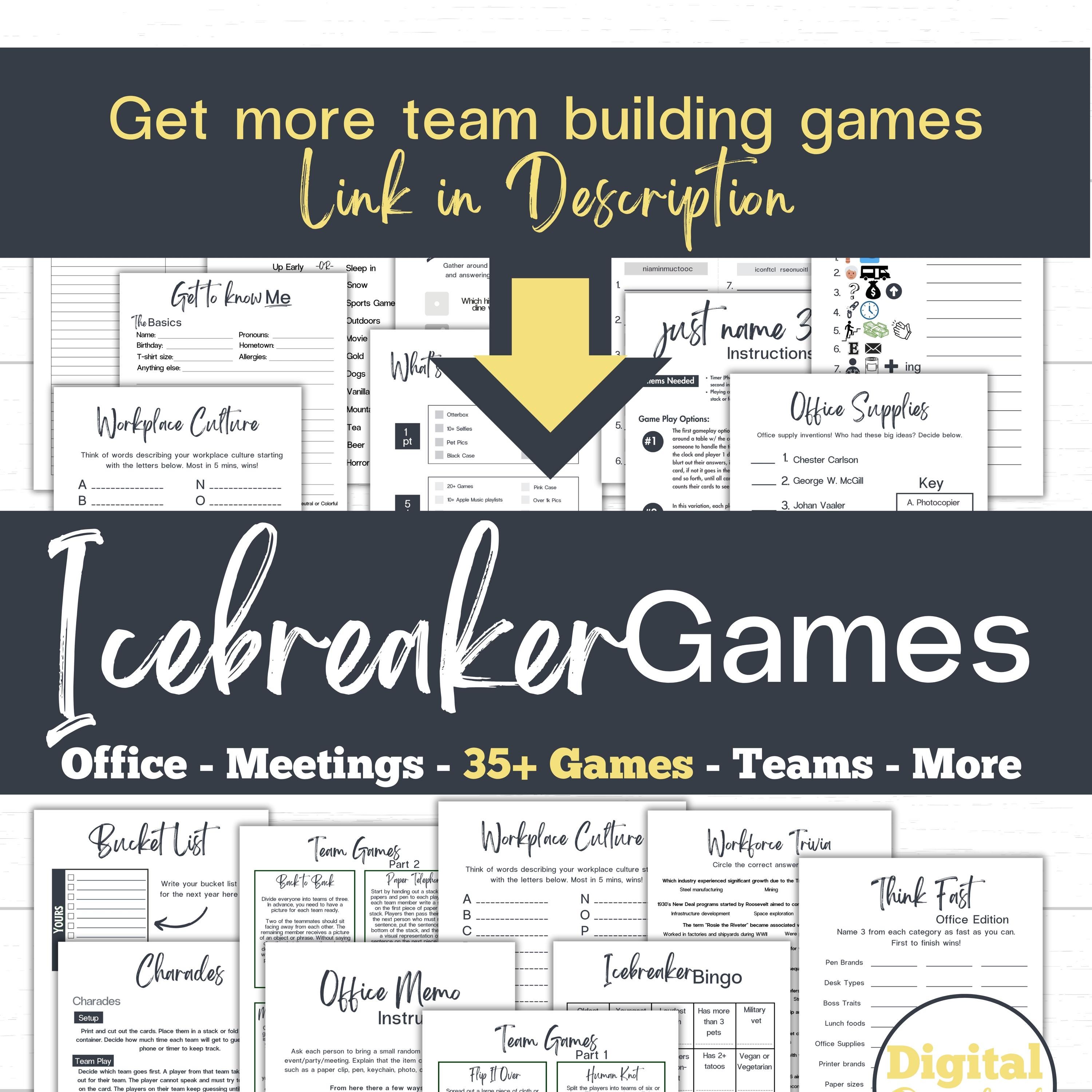 Office Games, 16 Minute to Win It Style Office Party Games, Printable ...