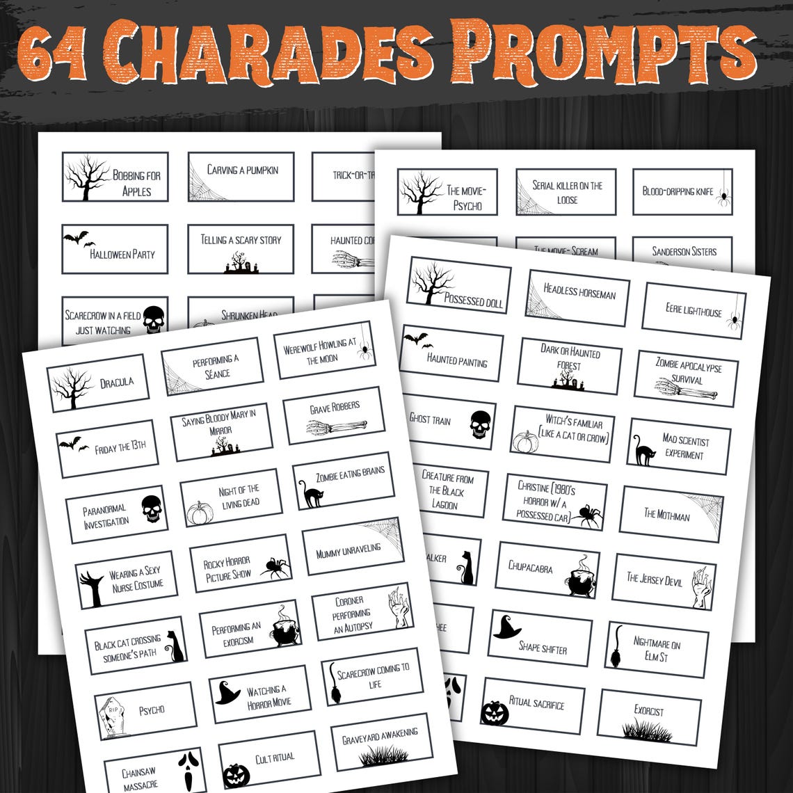 Halloween Charades | Teen Halloween Charades | 64 Halloween Charade ...