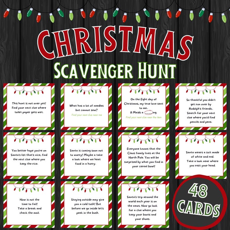 Christmas Scavenger Hunt | Scavenger Hunt for Christmas | 48 Christmas ...