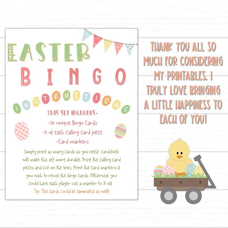 Easter Bingo 30 Bingo Cards Easter Activity Easter Game Printable Bingo ...