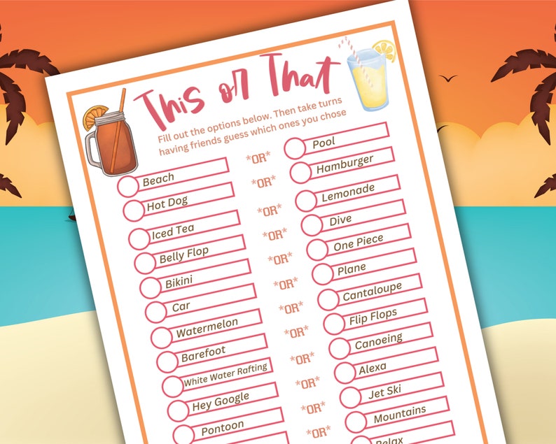 Summer This or That Game | Printable Summer This or That Activity ...