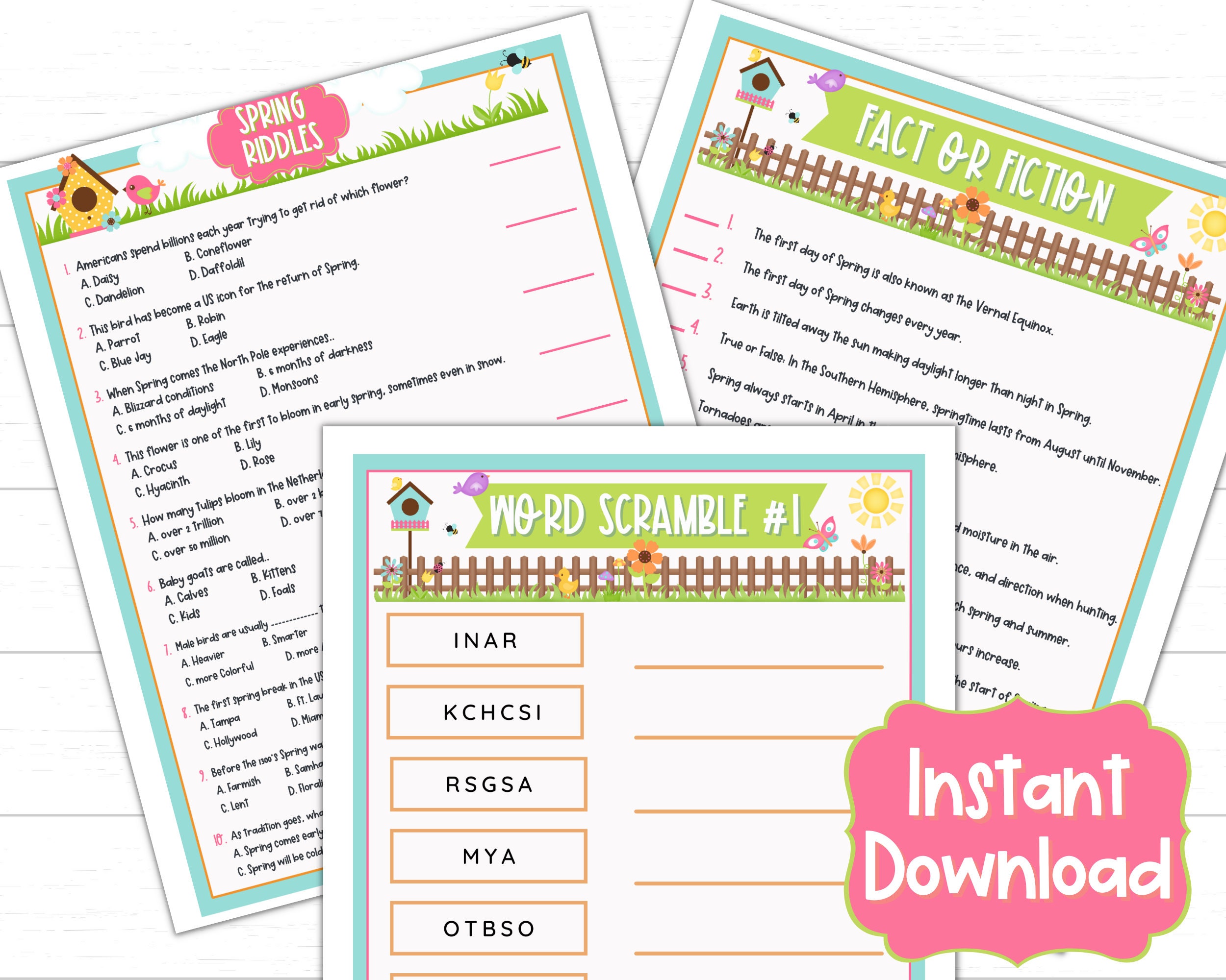 Spring Printable Game Bundle | Spring Games for Kids | Kids Spring ...
