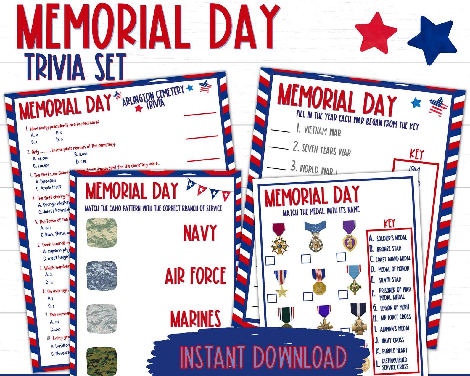 Memorial Day Trivia Games | Printable Memorial Day Games | Party Games ...