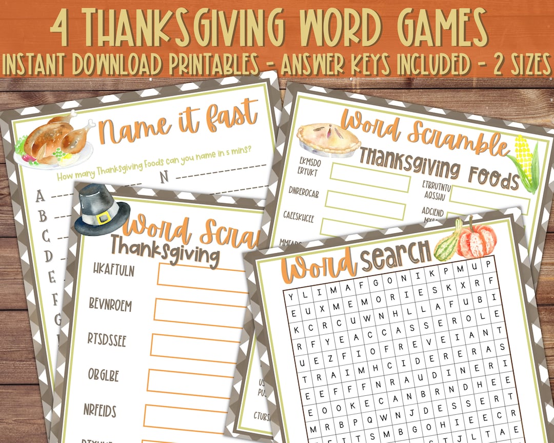 Thanksgiving Word Game | Thanksgiving Printable Game | Thanksgiving ...