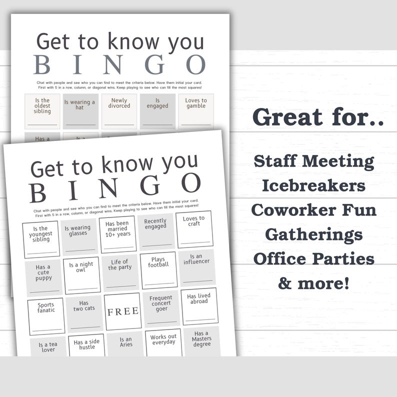 Get to Know You Bingo | Find Someone Who | Coworker Bingo | Get to Know ...