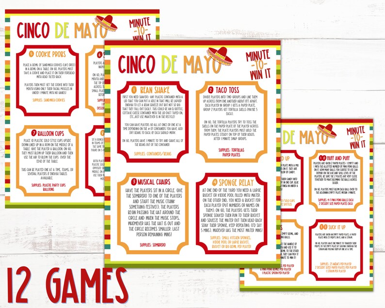 Cinco De Mayo Games | Cinco De Mayo Party Minute to Win It | Minute to ...