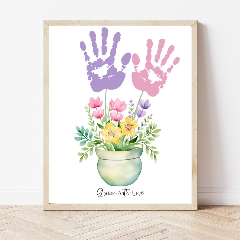 Mothers Day Handprint Printable | Mother's Day Handprint Floral Art ...