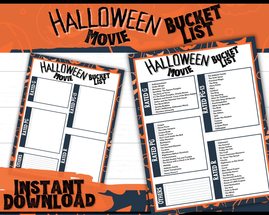 Horror Movie Checklist | Halloween Movies | Movie Bucket List | Movie ...