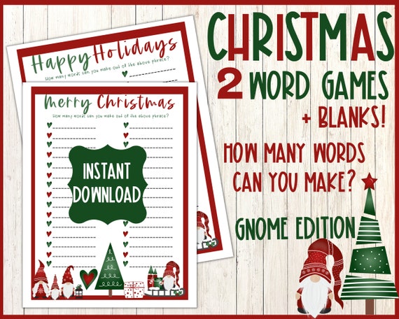 Printable Christmas Word Game Family Holiday Party Game | Etsy