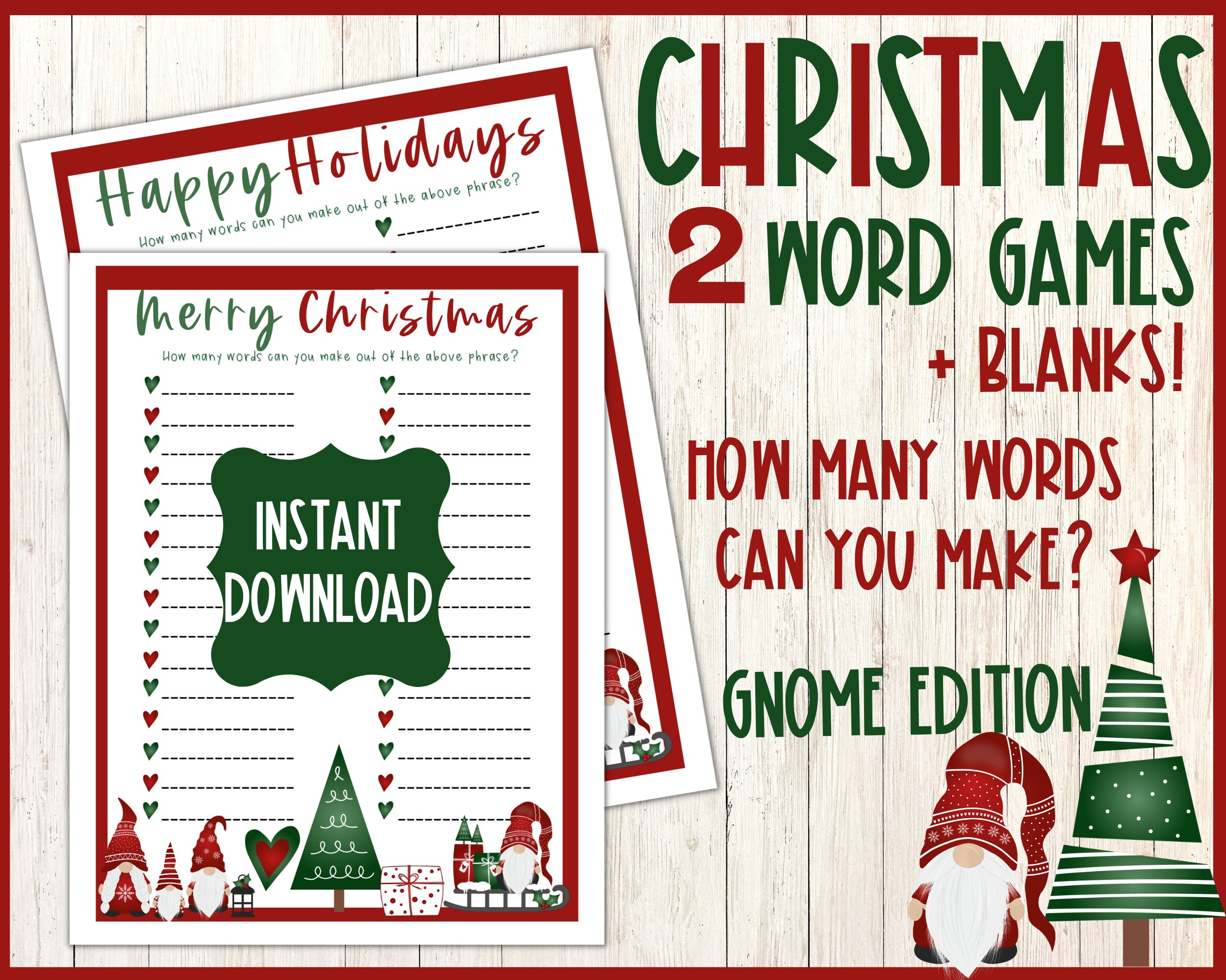 Printable Christmas Word Game Family Holiday Party Game Kids Printable ...