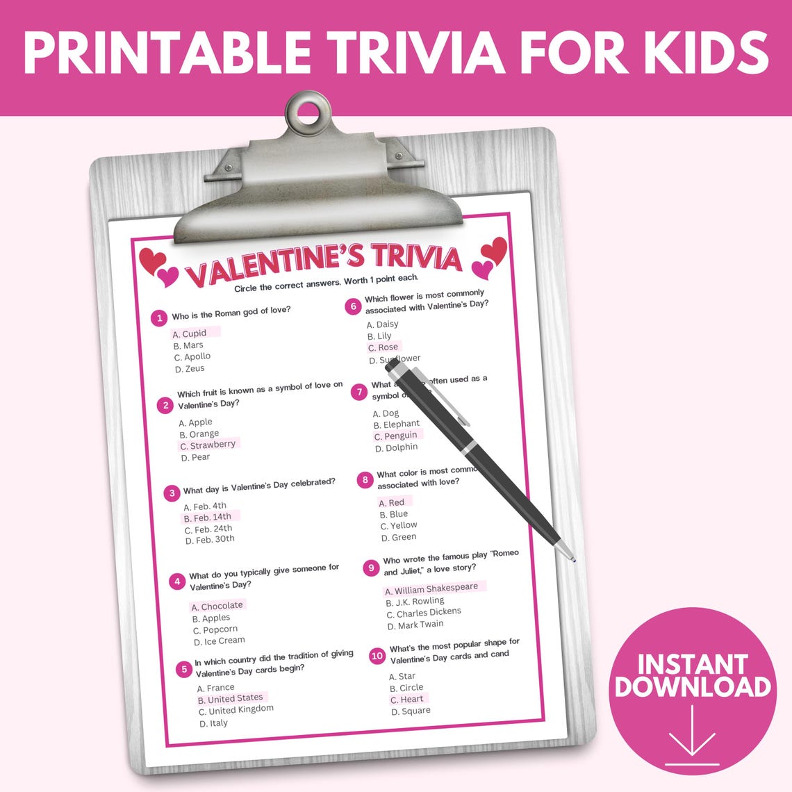 Valentine's Day Trivia Game | Kids Valentine Trivia | Valentine's Day ...