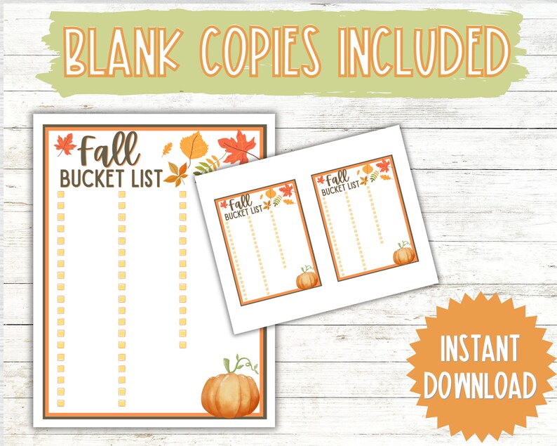 Fall Bucket List | Printable Fall Activity | Printable Fall Game ...