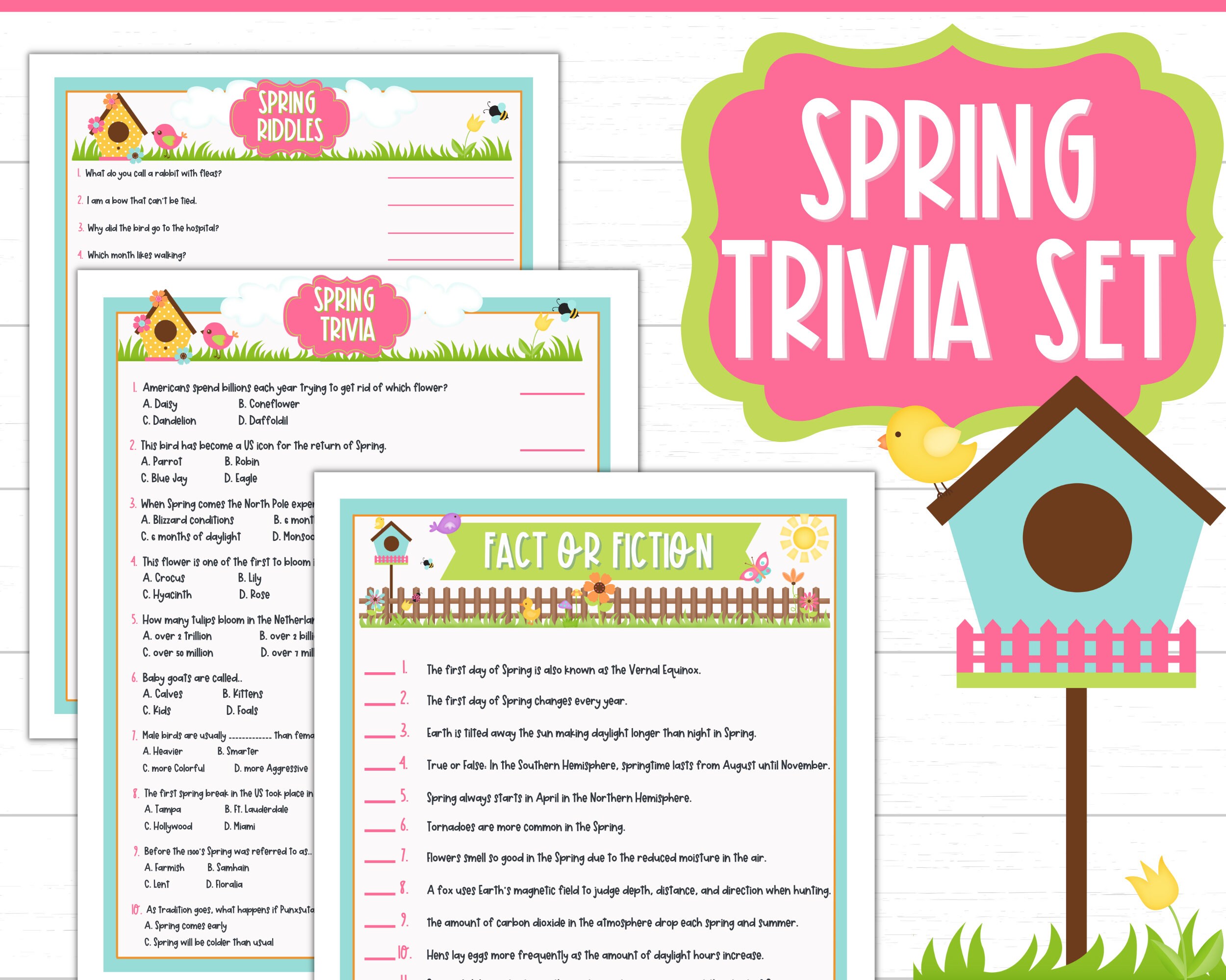 Spring Trivia Games | Printable Spring Activity | Kids Spring Trivia ...