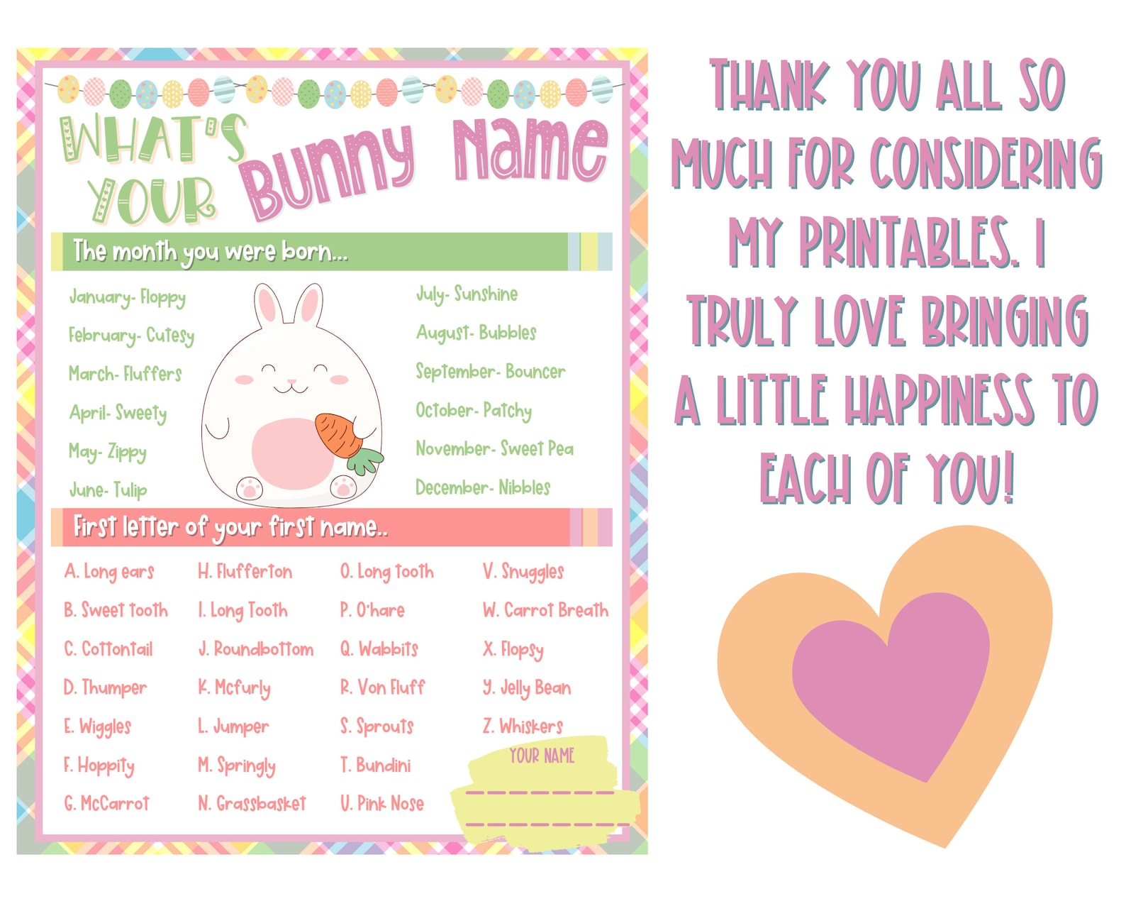 What's Your Bunny Name Printable Bunny Name Game Kids Easter Activities ...