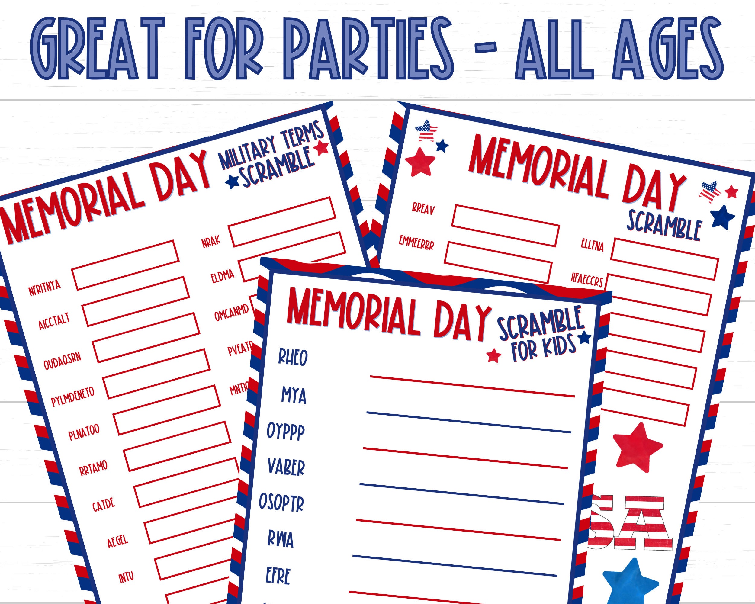Memorial Day Word Games | Printable Memorial Day Games | Party Games ...
