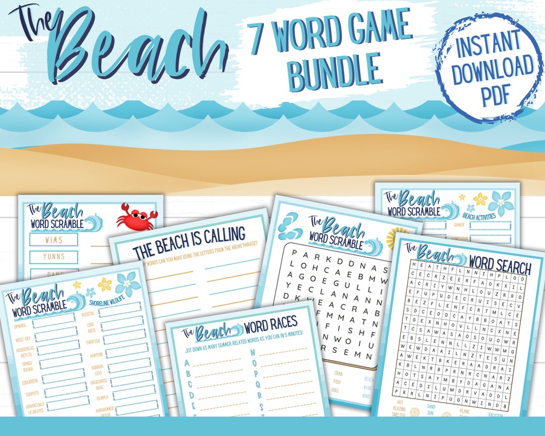 Beach Word Game Set | Printable Summer Beach Word Search | Word ...