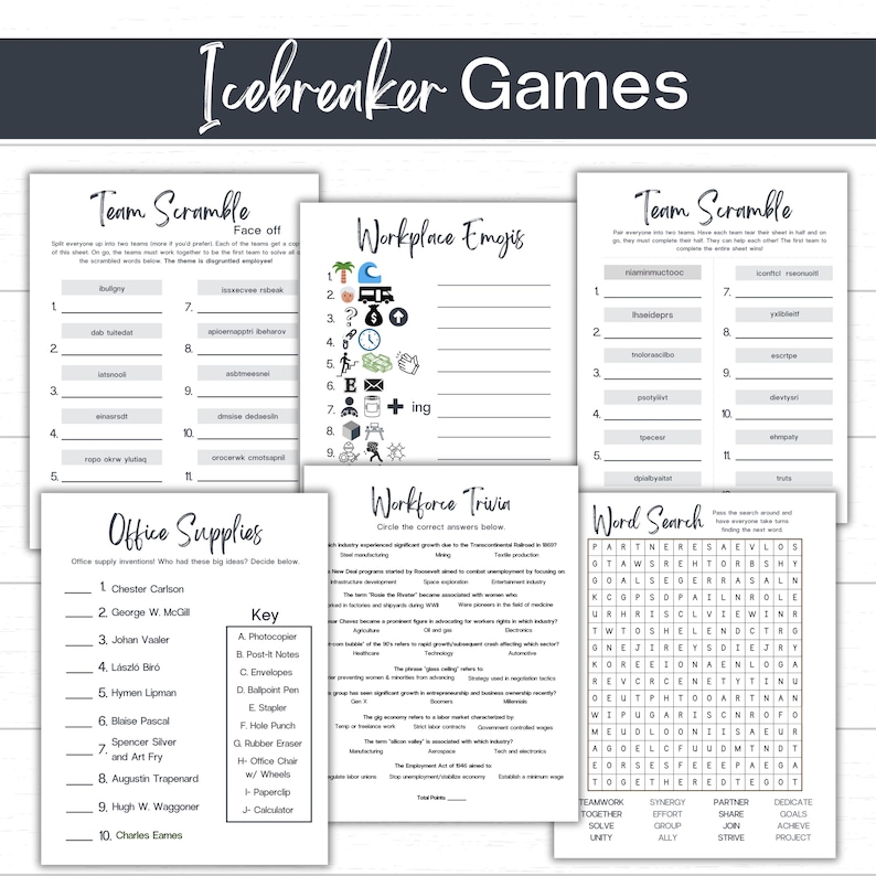 Fun Office Games, 35+ Office Party Games and Activities, Printable ...